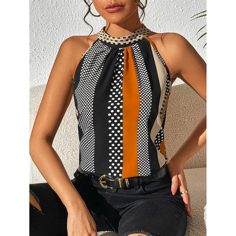 Modernes Damen-Haltertop im Amalfi-Polka-Dot-Design – Modegeist